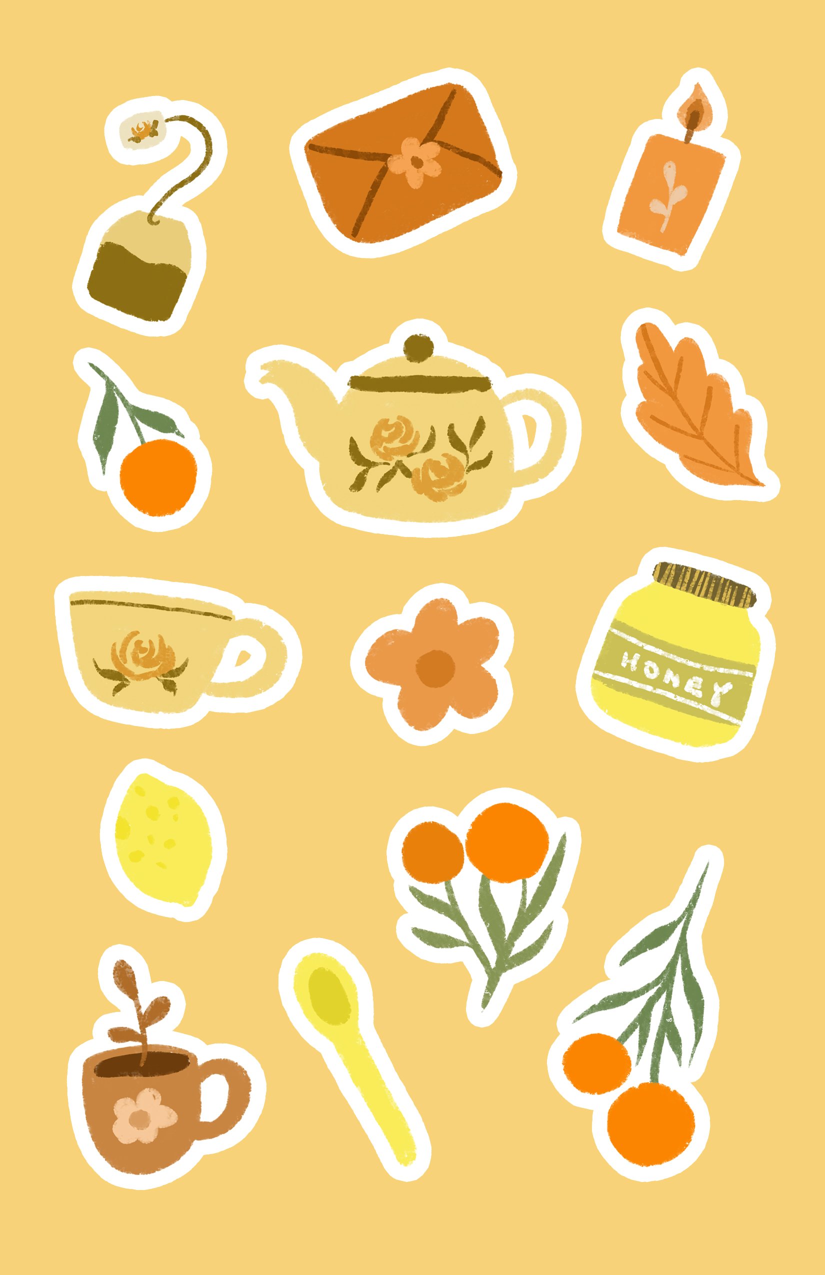 Lemon Tea Cozy Sticker Sheets Printable