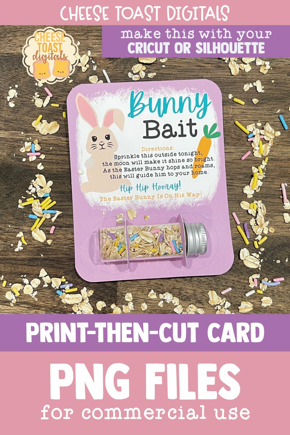 Printable Bunny Bait Card | Purple Easter Bunny Food PNG