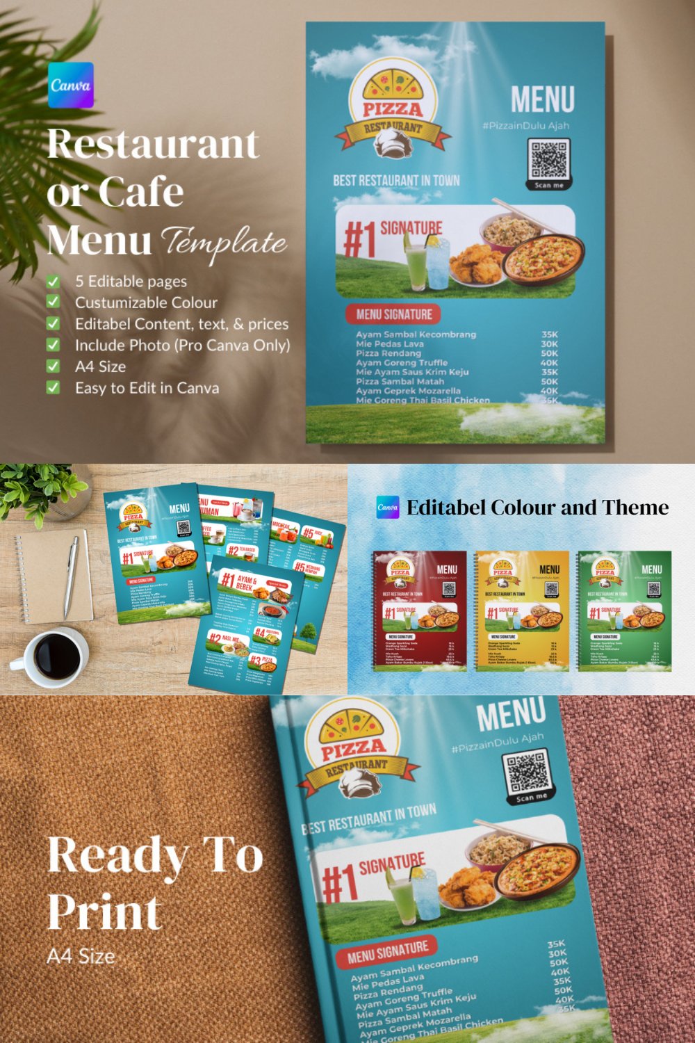 Fresh Mountain Menu: 5-Page Customizable Template Pack