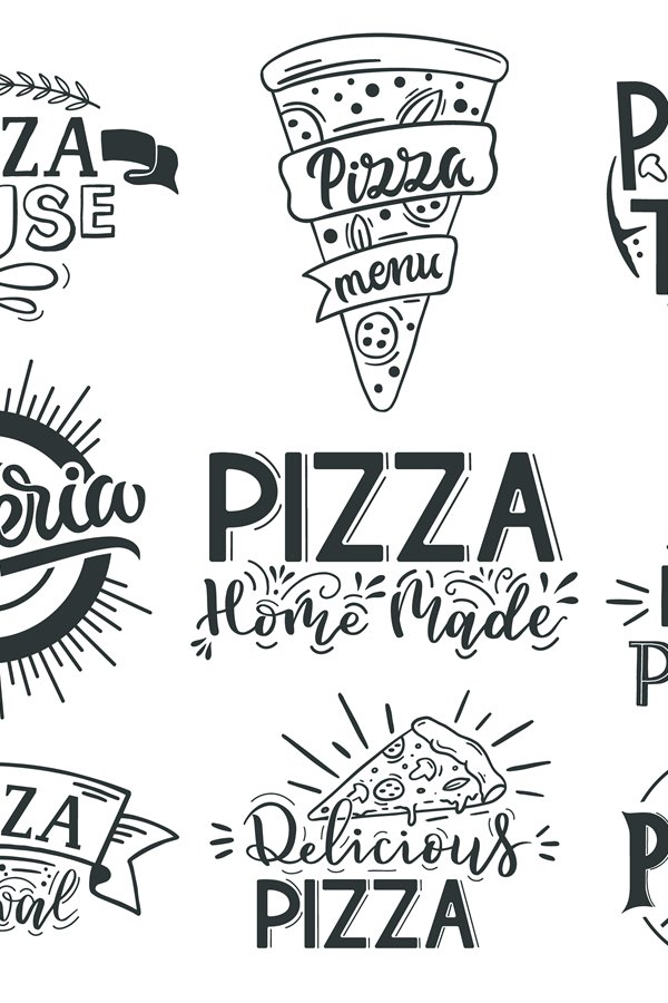 Pizza lettering quotes. Italian pizza, fast food lettering q