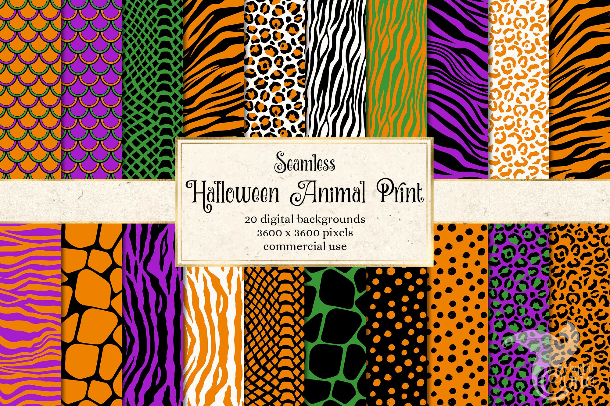 Halloween Animal Print Digital Paper