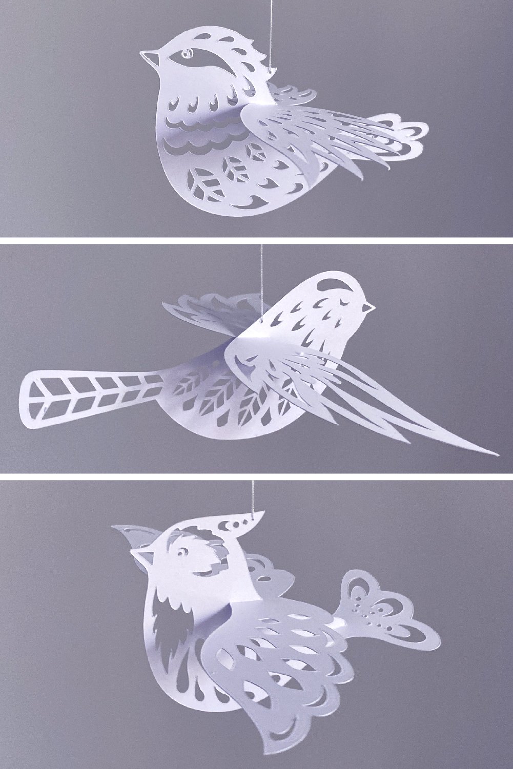 3D bird Paper Cut Template, spring birds svg ornament