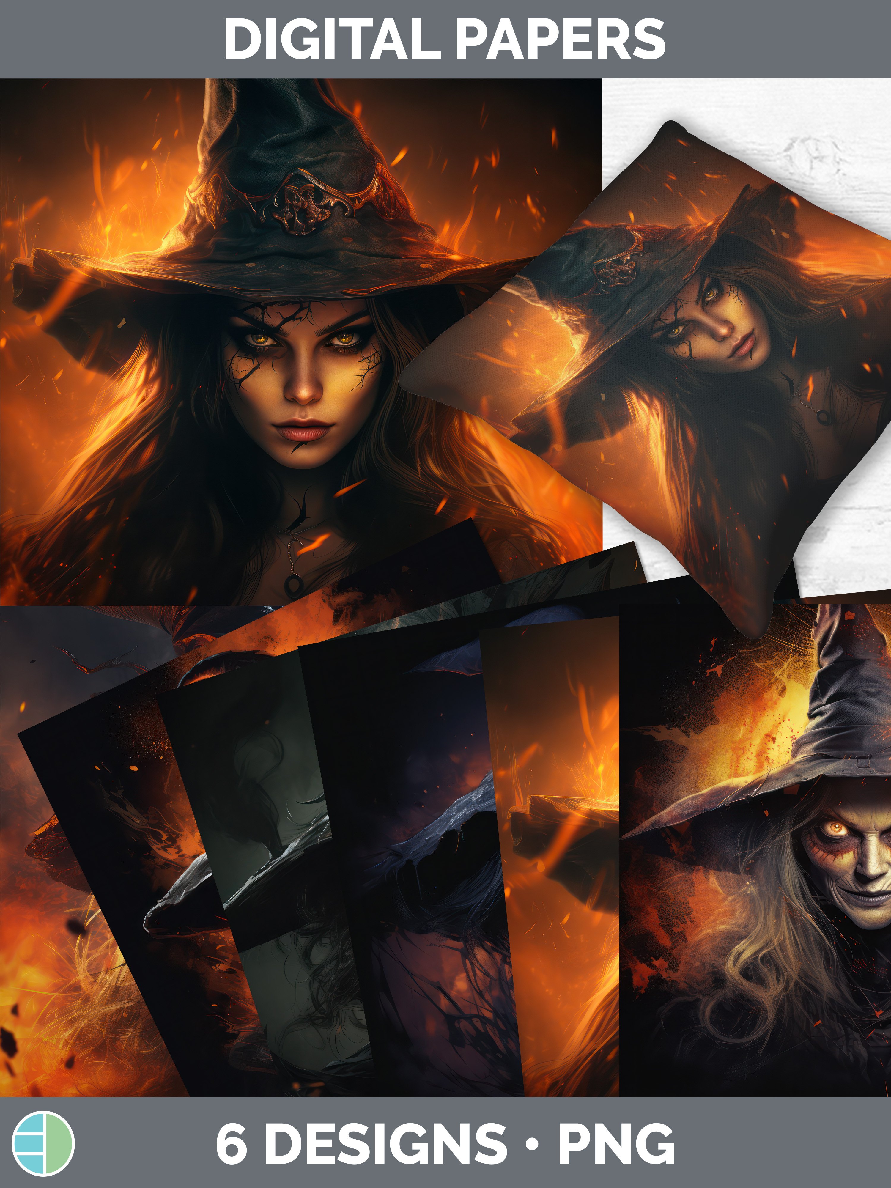 Halloween Witches Paper Backgrounds | Digital Scrapbook Pape