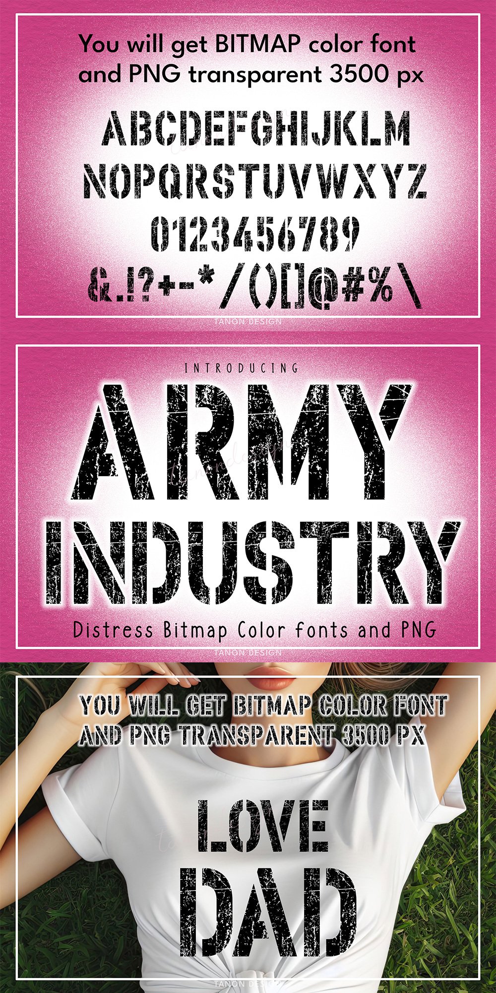 Army Industry Military Distrees Grunge Bitmap Color font