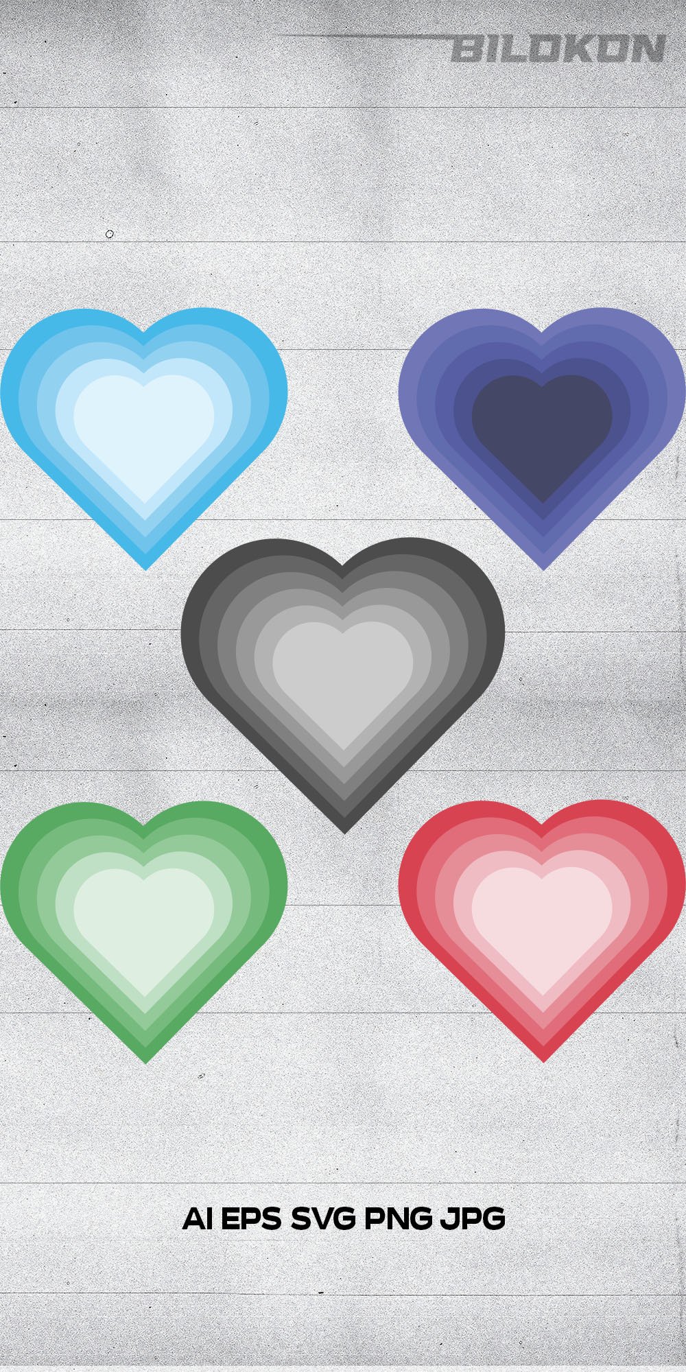 Multicolour heart set icon, SVG Vector Illustration
