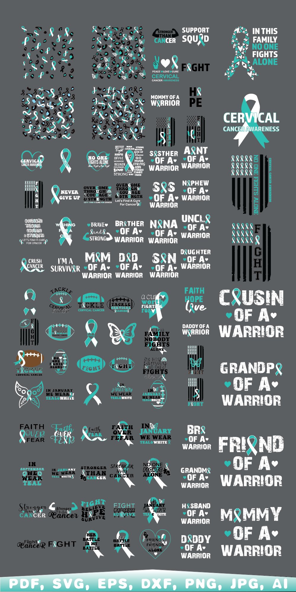 Cervical cancer awareness svg, Teal and white Ribbon svg svg