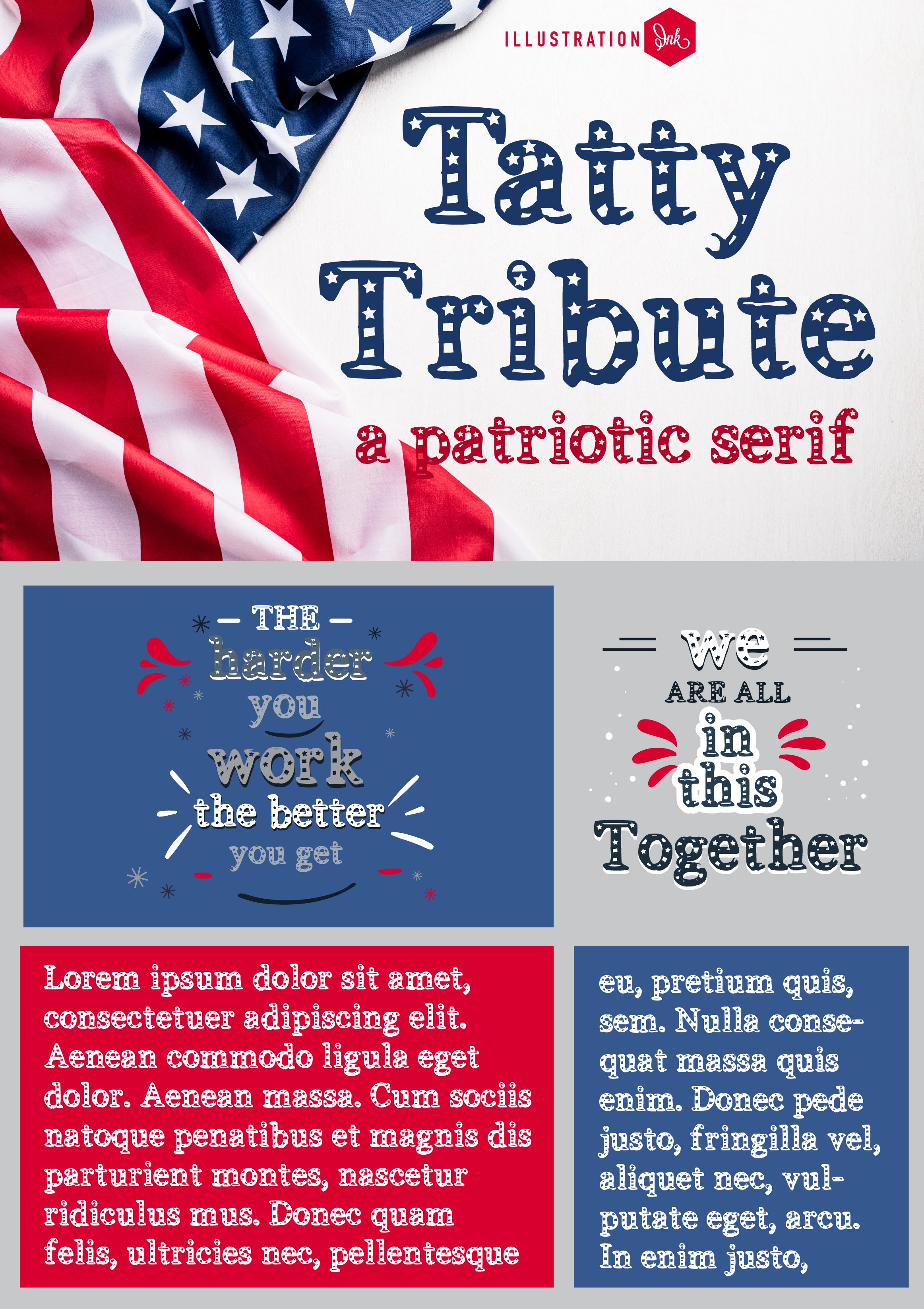Hand-crafted, patriotic font