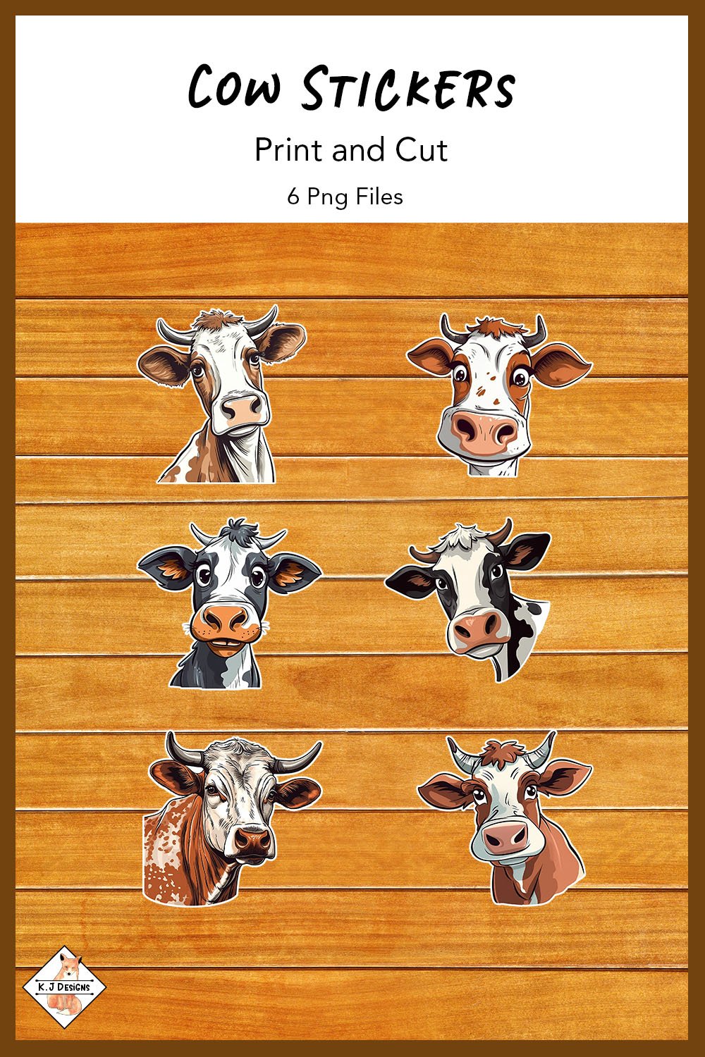 Cow Stickers PNG | Print and Cut