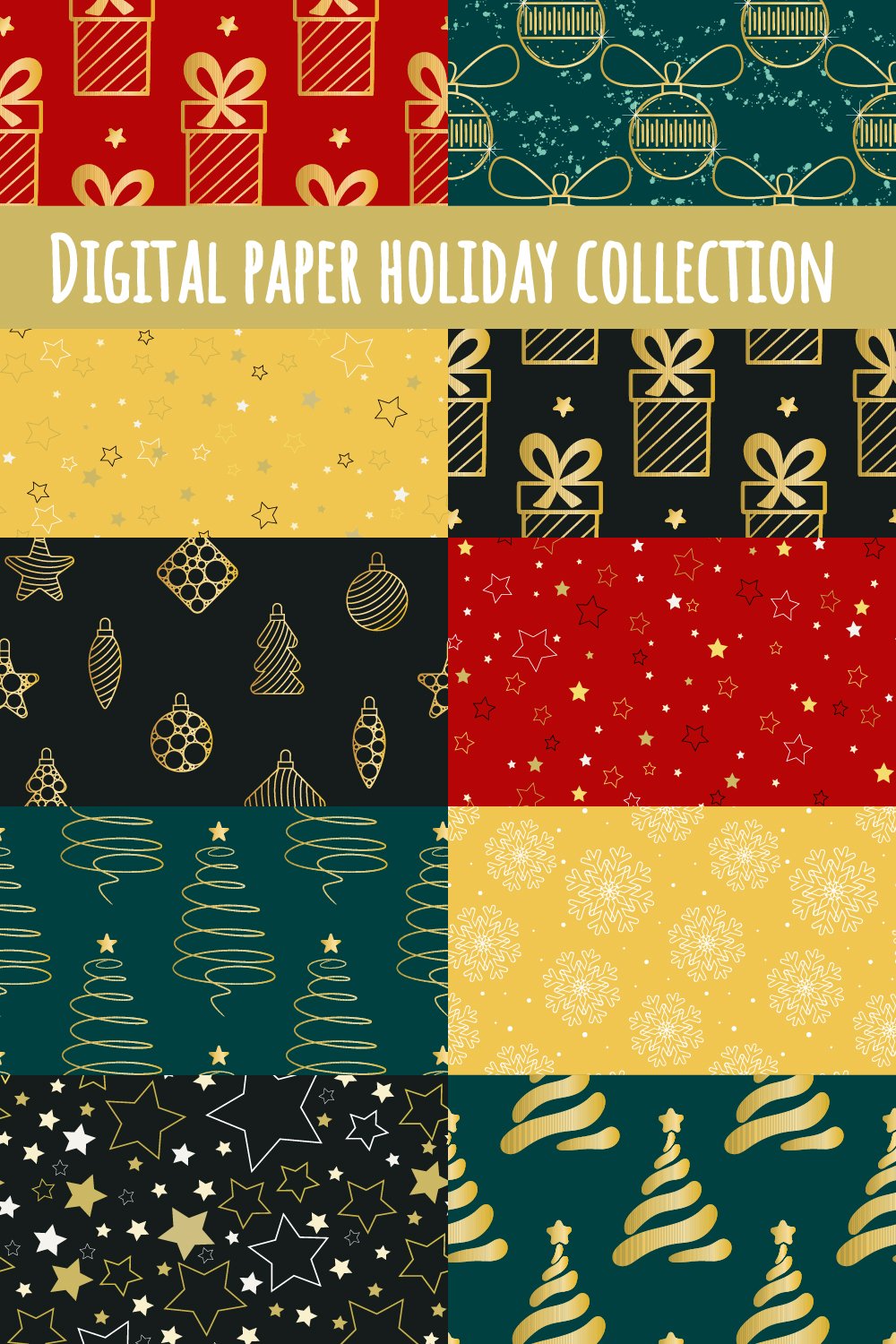 Digital paper holiday collection, Vector Christmas Pattern