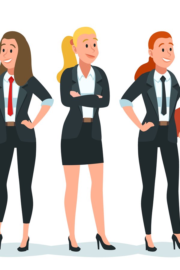 Businesswoman team. Female office workers or colleagues grou