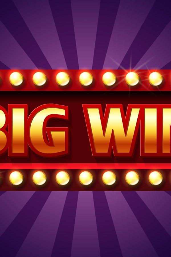 Big win banner. Winner frame, jackpot background. Red and go