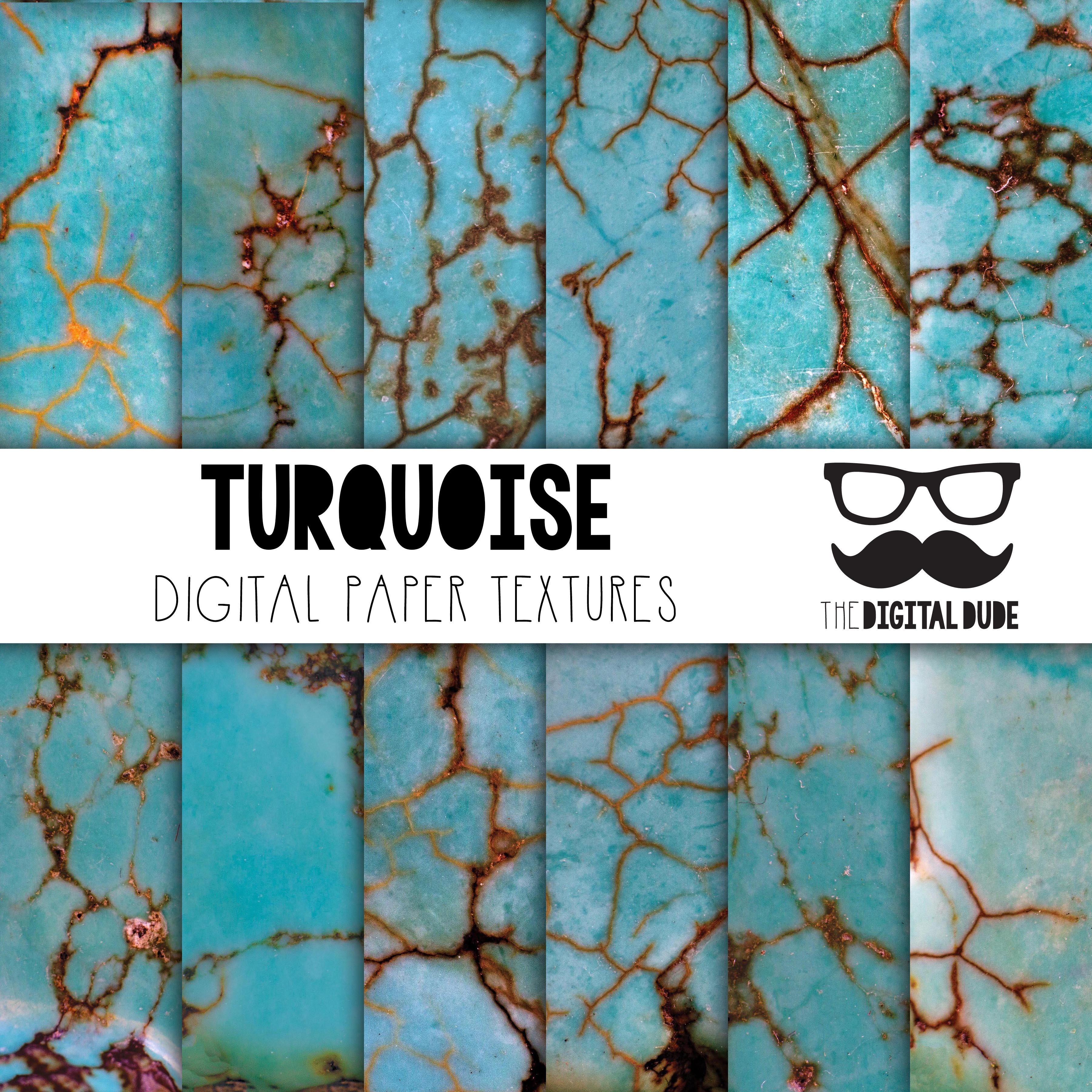 Turquoise - Digital Papers Set of 12 Images plus 2 BONUS