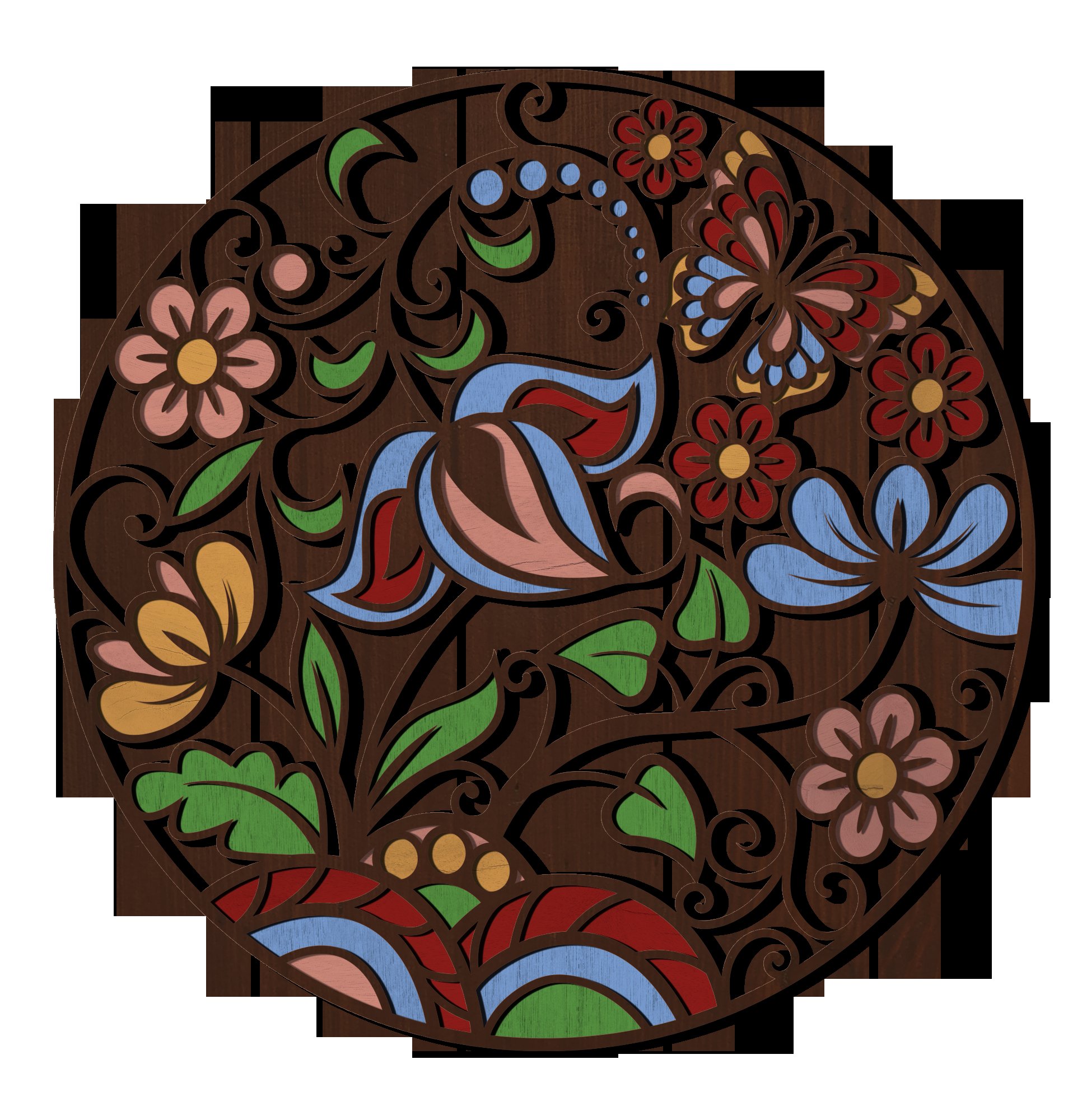 Floral Multilayer Decoration Laser and Paper Cut Template