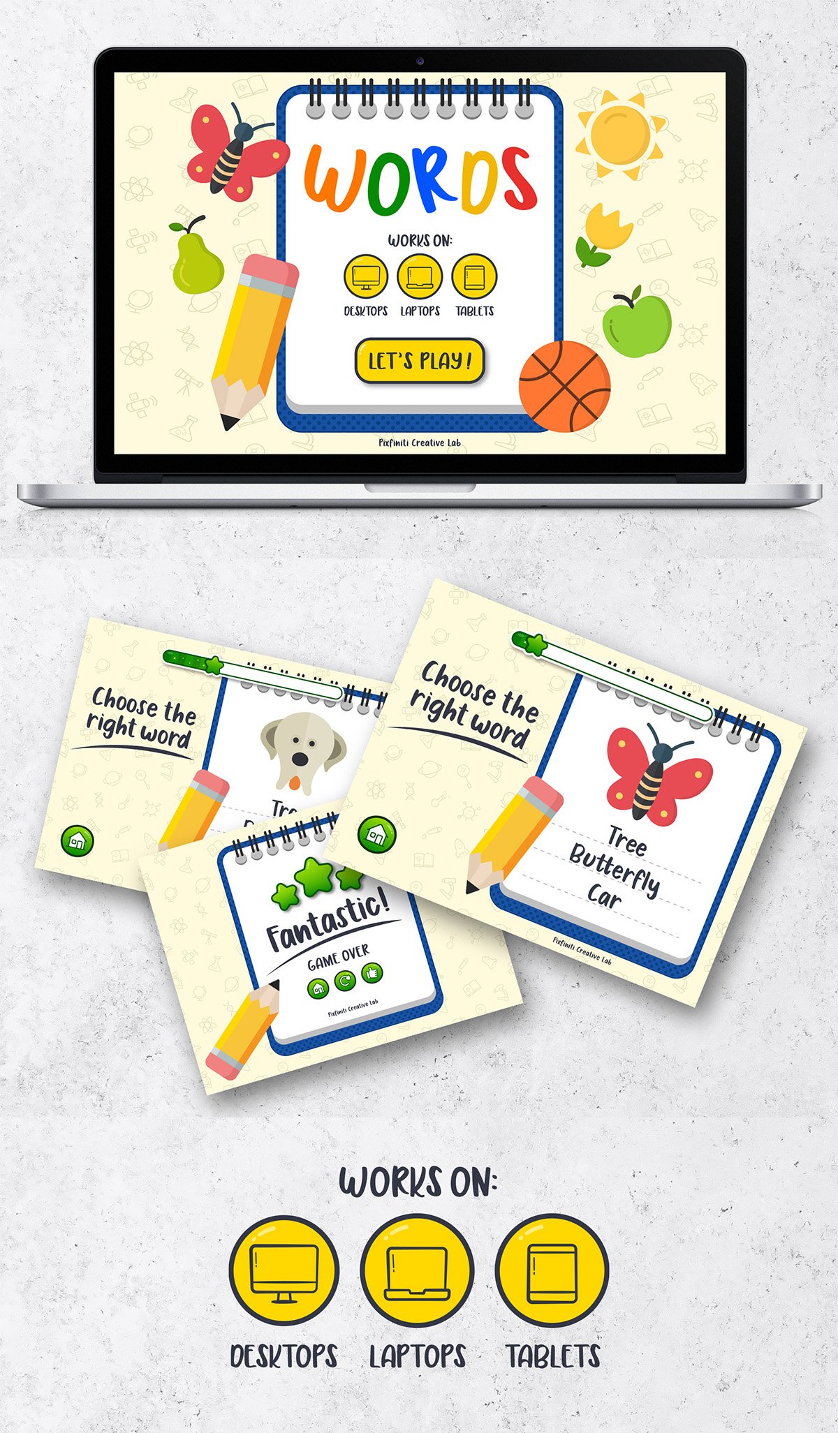 Learn New Words Educational Self-Checking PDF Game