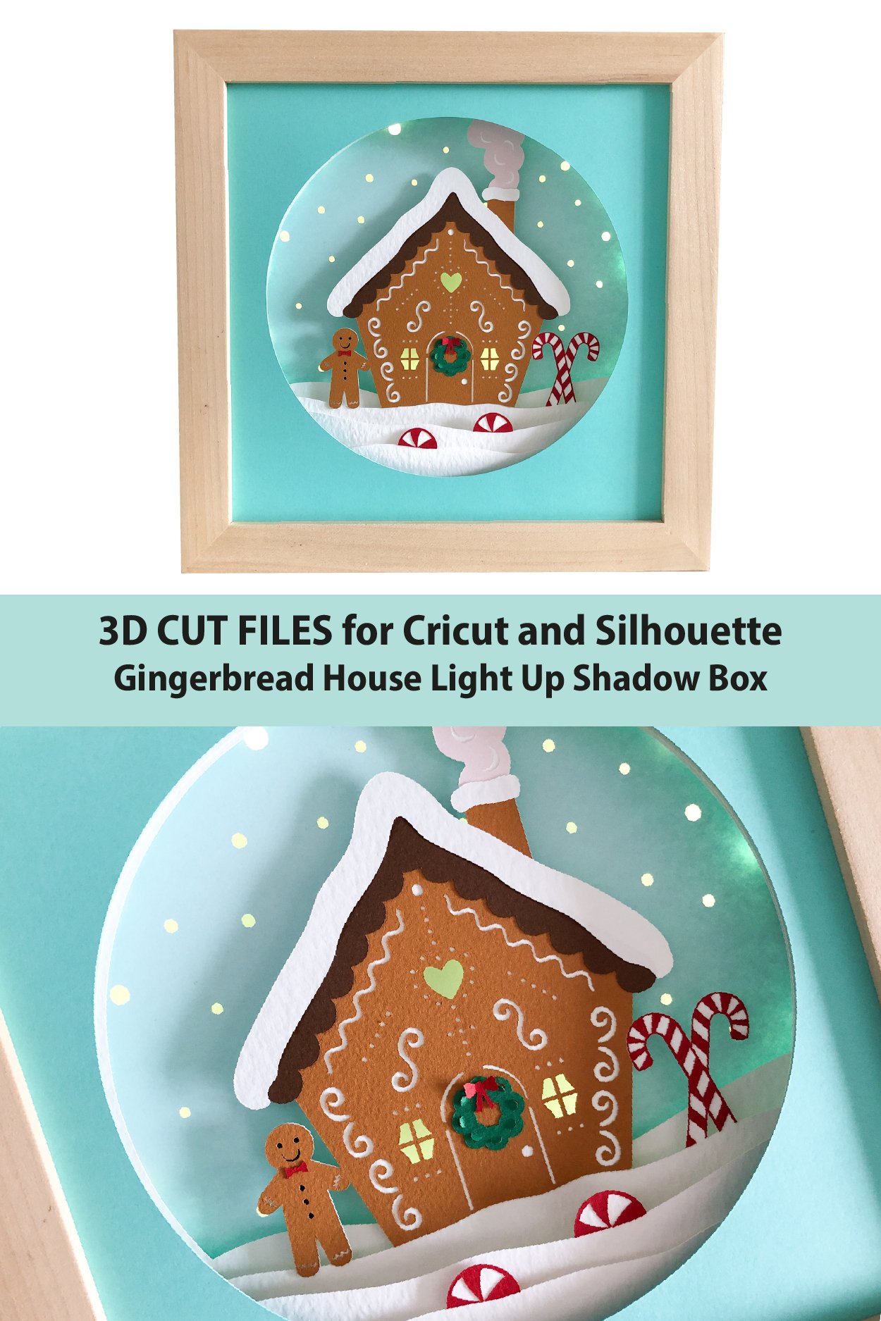 Gingerbread House 3D Christmas Shadow Box SVG Paper Cut