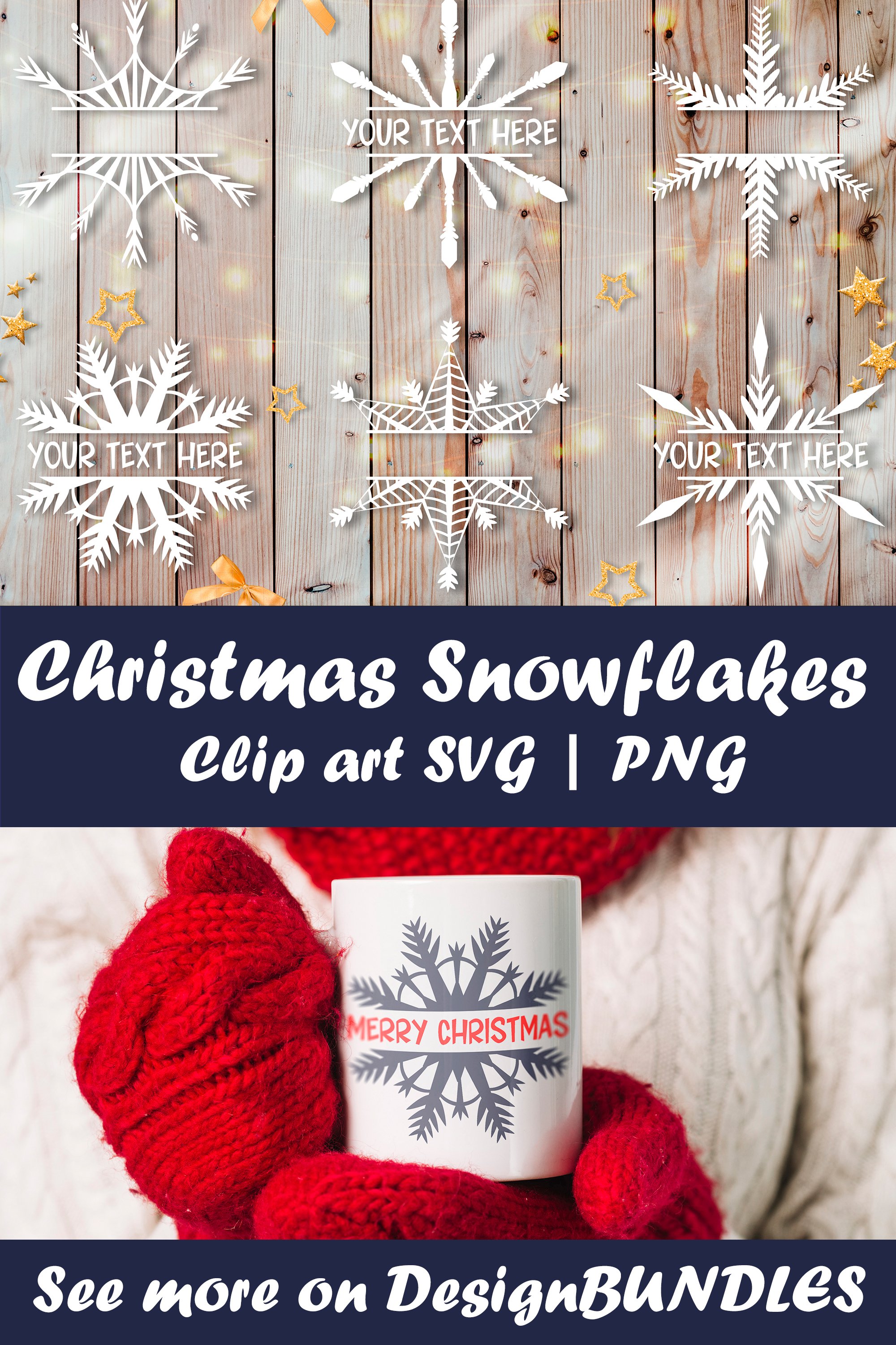 Snowflakes split svg | Snowflake Monogram PNG
