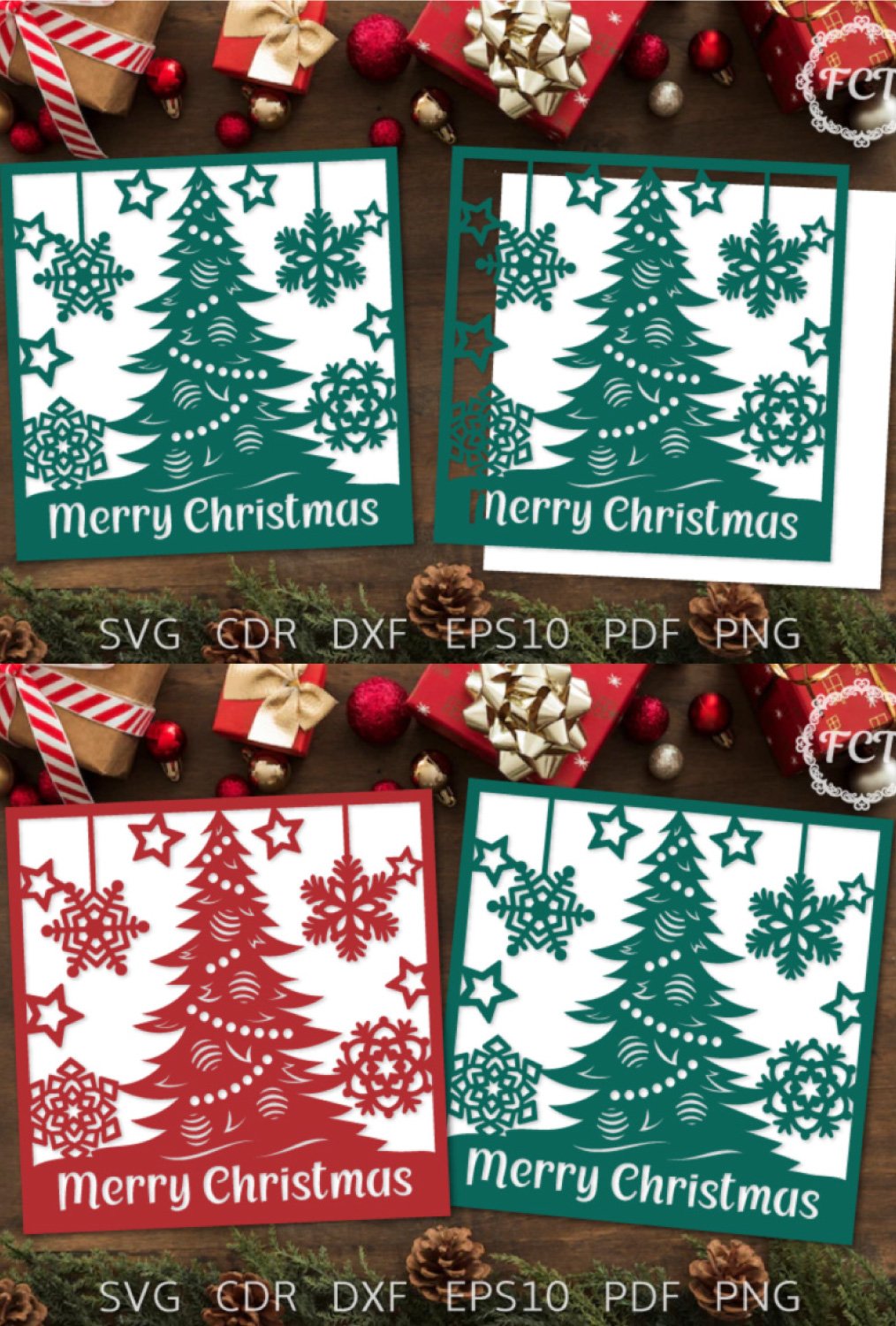 Merry Christmas Tree SVG card | Christmas card SVG Cricut