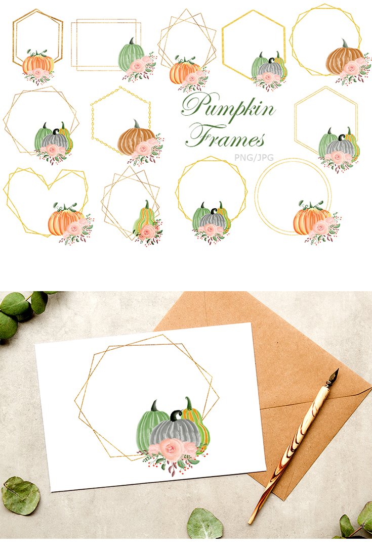 Pumpkin Frames. Flower. Autumn. Fall.