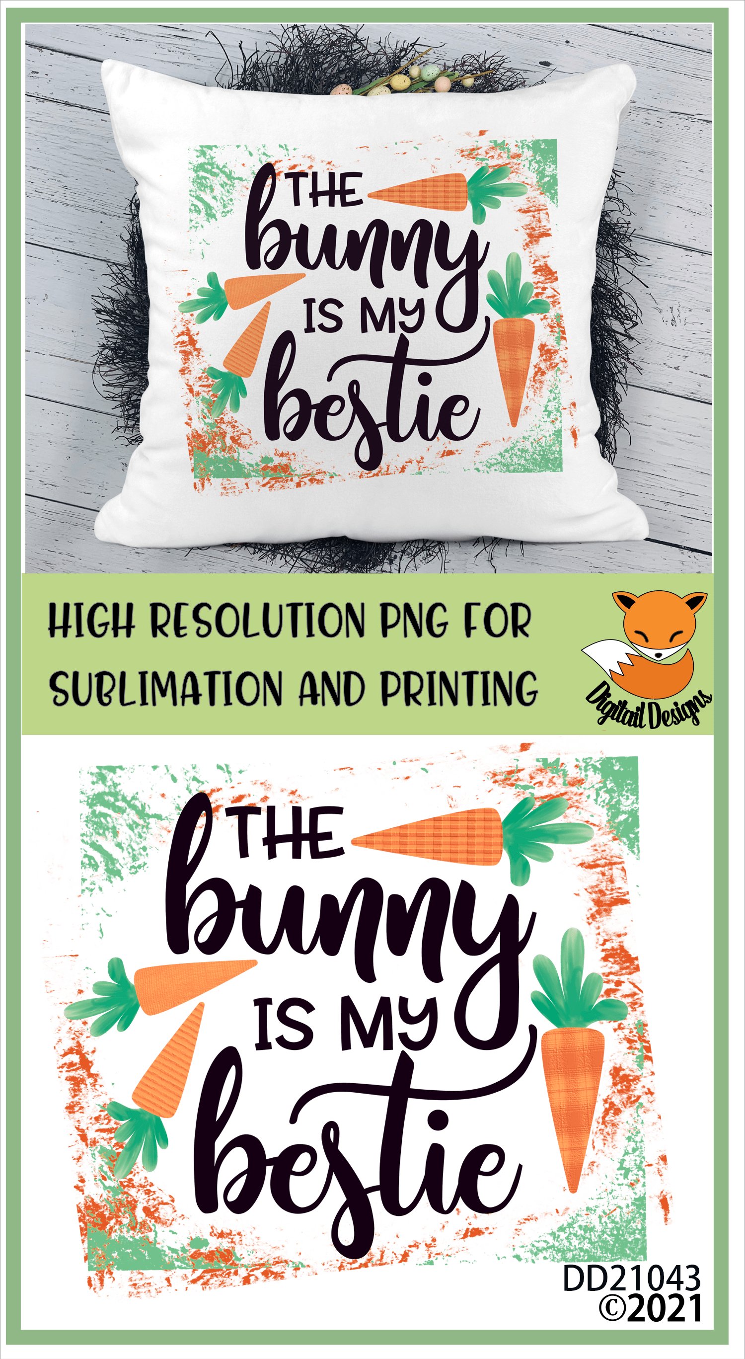 The Bunny My Bestie Easter Sublimation Design