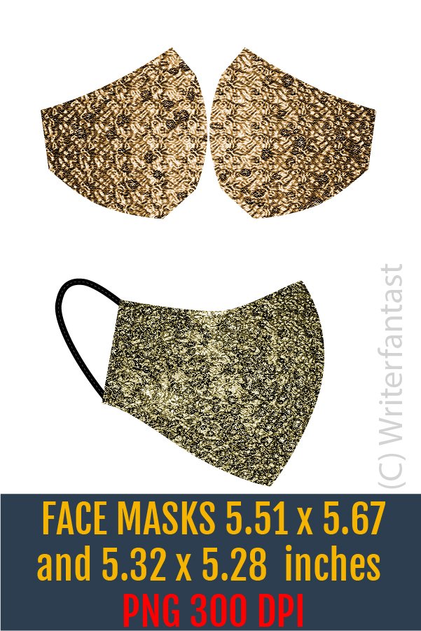 Male and Female Face masks templates, Gold textures