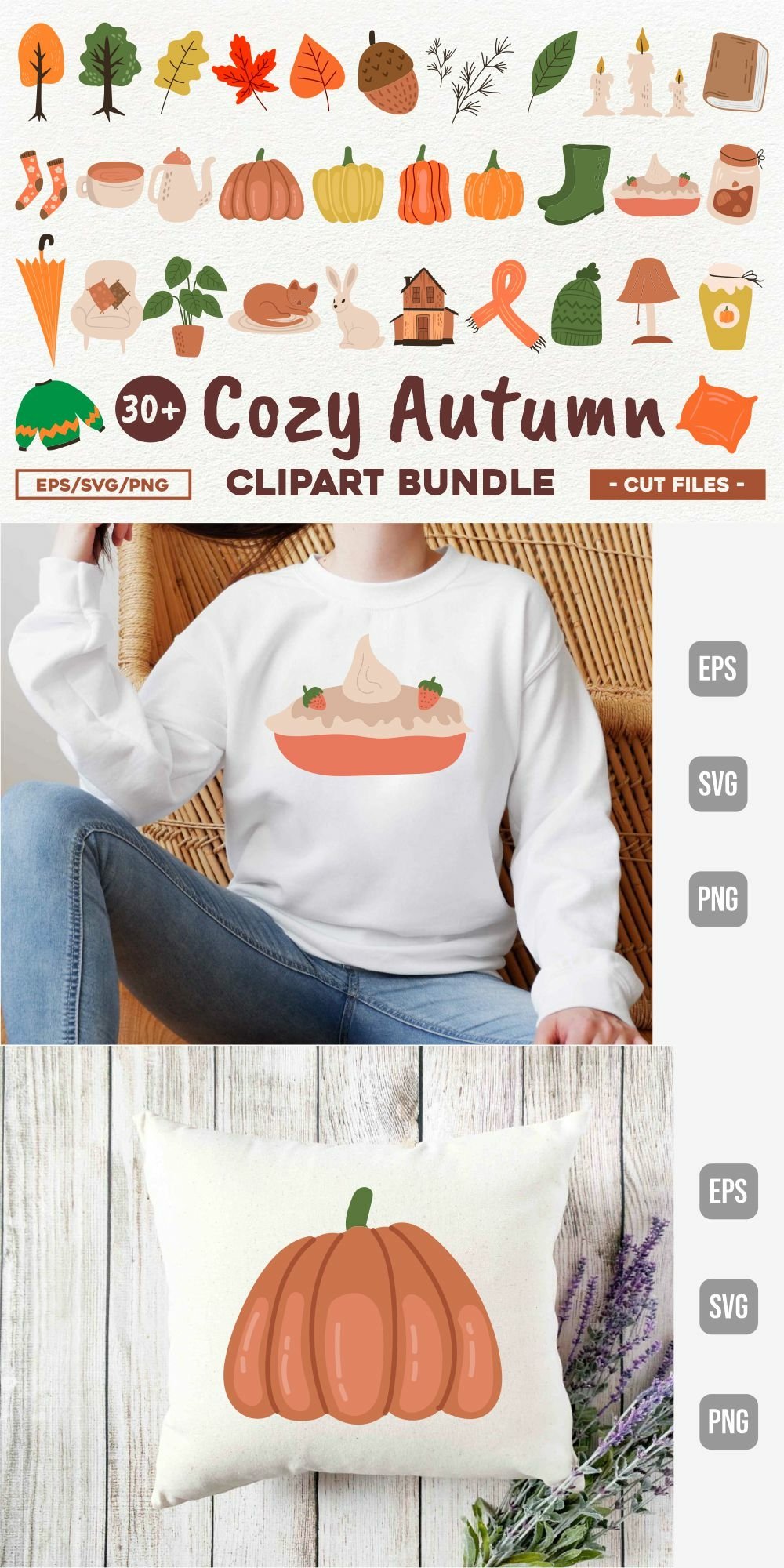 Cozy Autumn Clipart Bundle, Cute Fall Clipart Bundle
