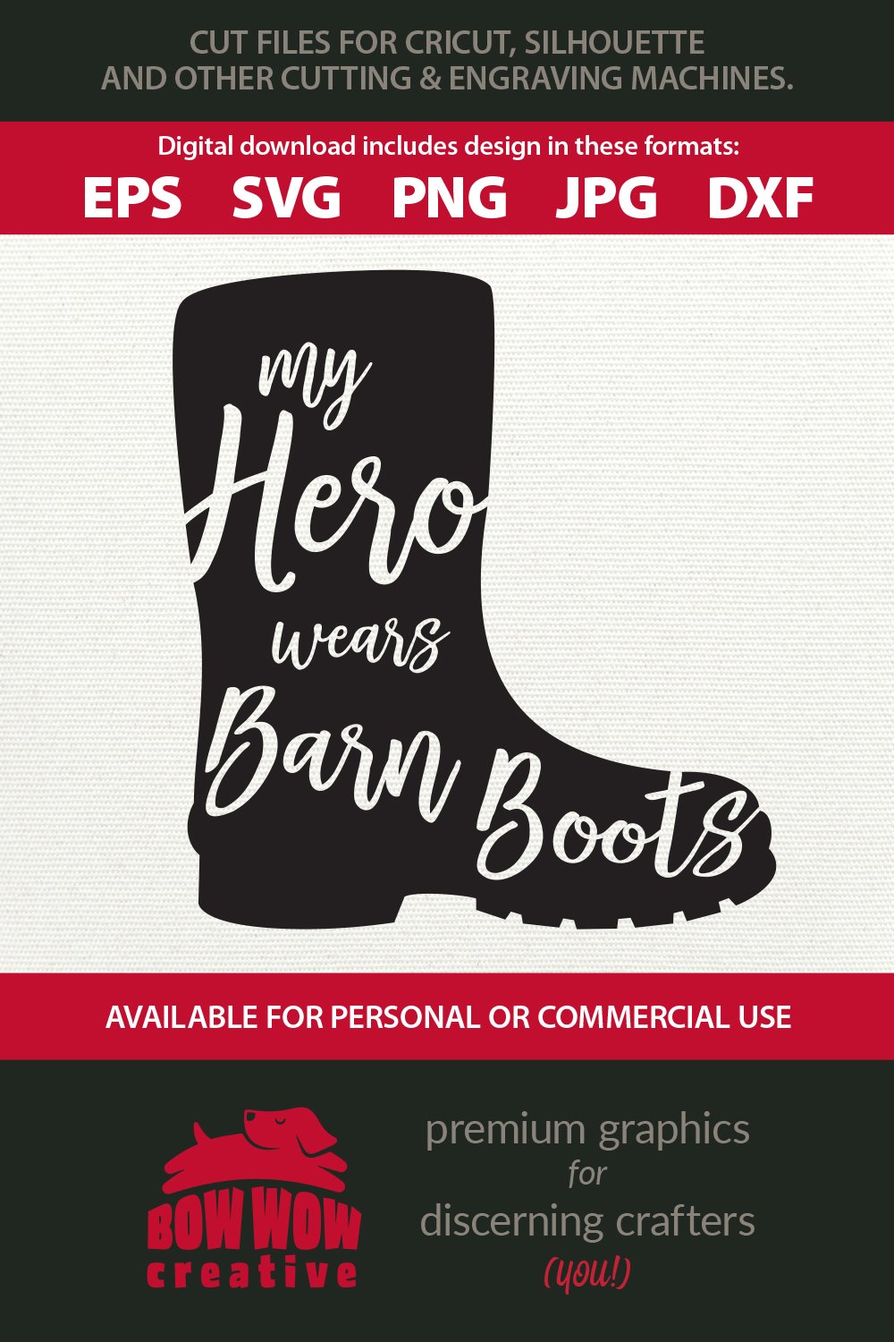 My Hero Wears Barn Boots Farm SVG Cutting File & Clipart
