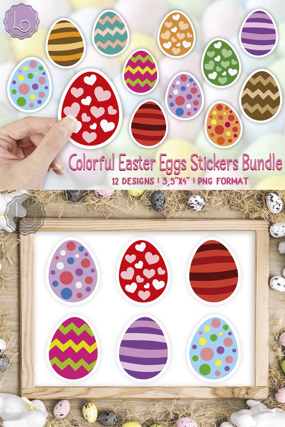 Colorful Easter Eggs Stickers Bundle