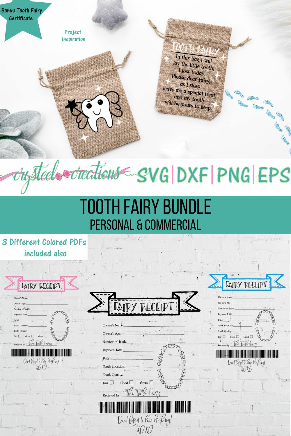 Tooth Fairy Bundle SVG, DXF, PNG, EPS, PDF