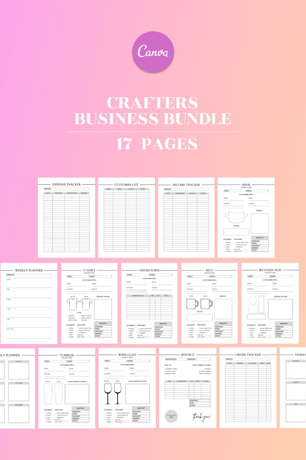 Editable Crafters Business Bundle | Order form bundle