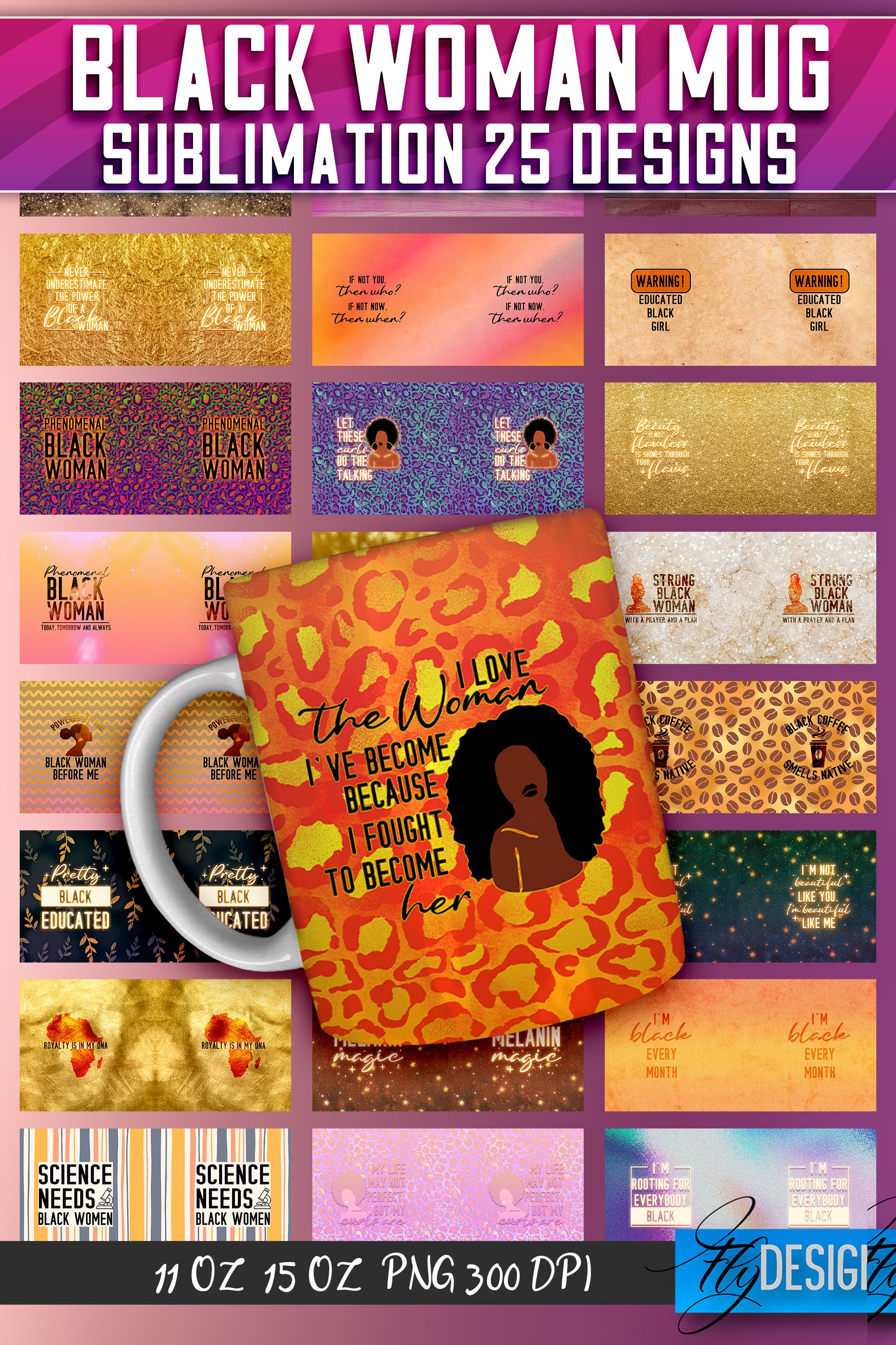 Black Woman Mug Wrap Sublimation 11oz 15oz | Afro (3069638)