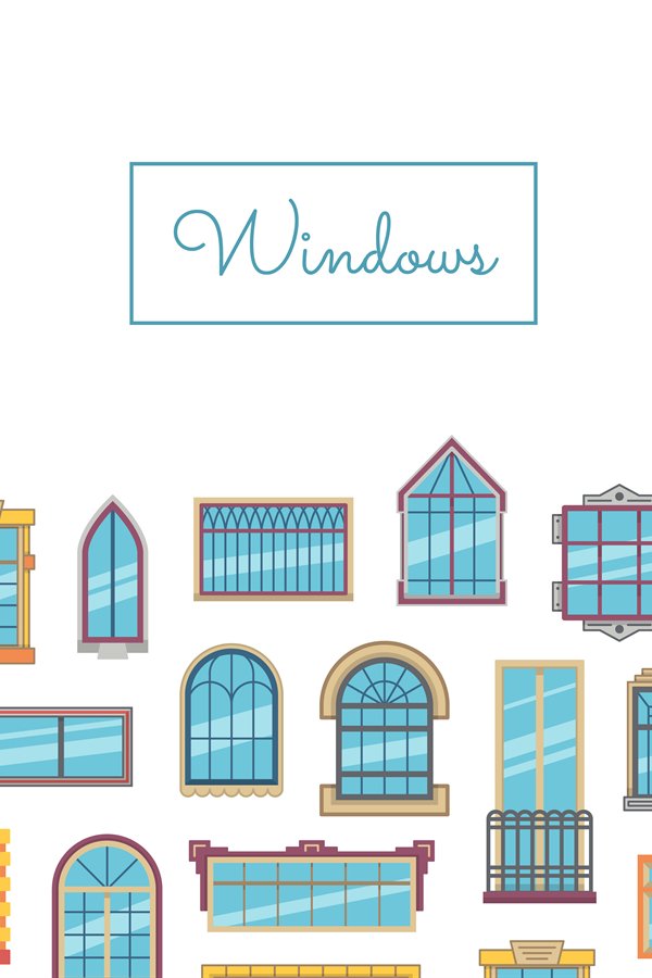 Vector window flat icons with place for text illustration