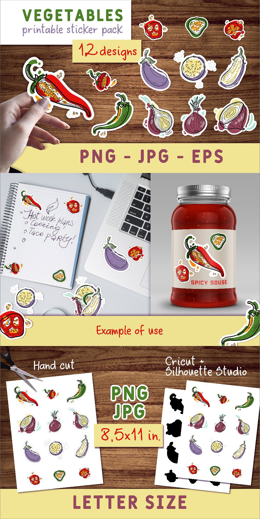 Fresh Vegetables printable sticker pack - 12 (2196411)