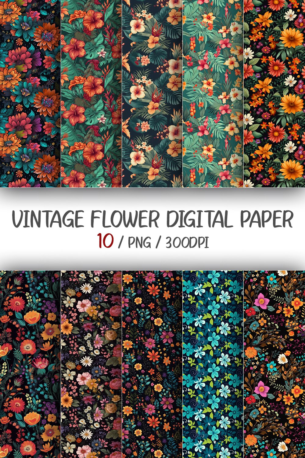 Vintage Flower Digital Papers | Background, Scrapbook