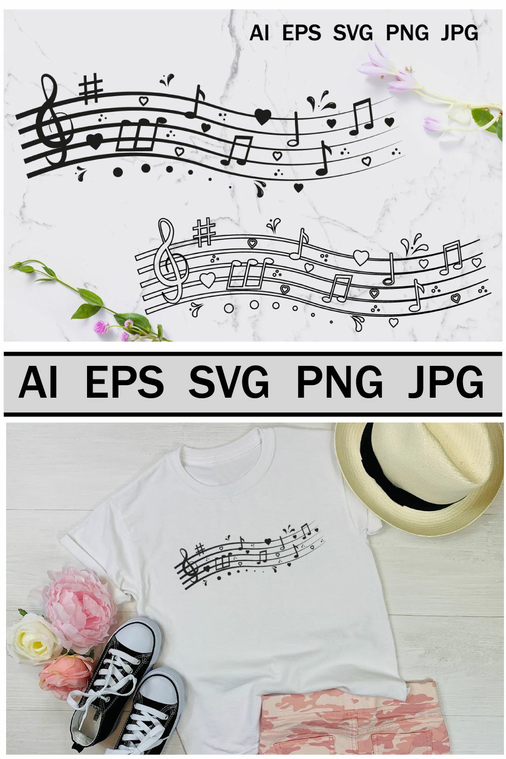 A train of notes in svg format, a file for cutting (2136660)