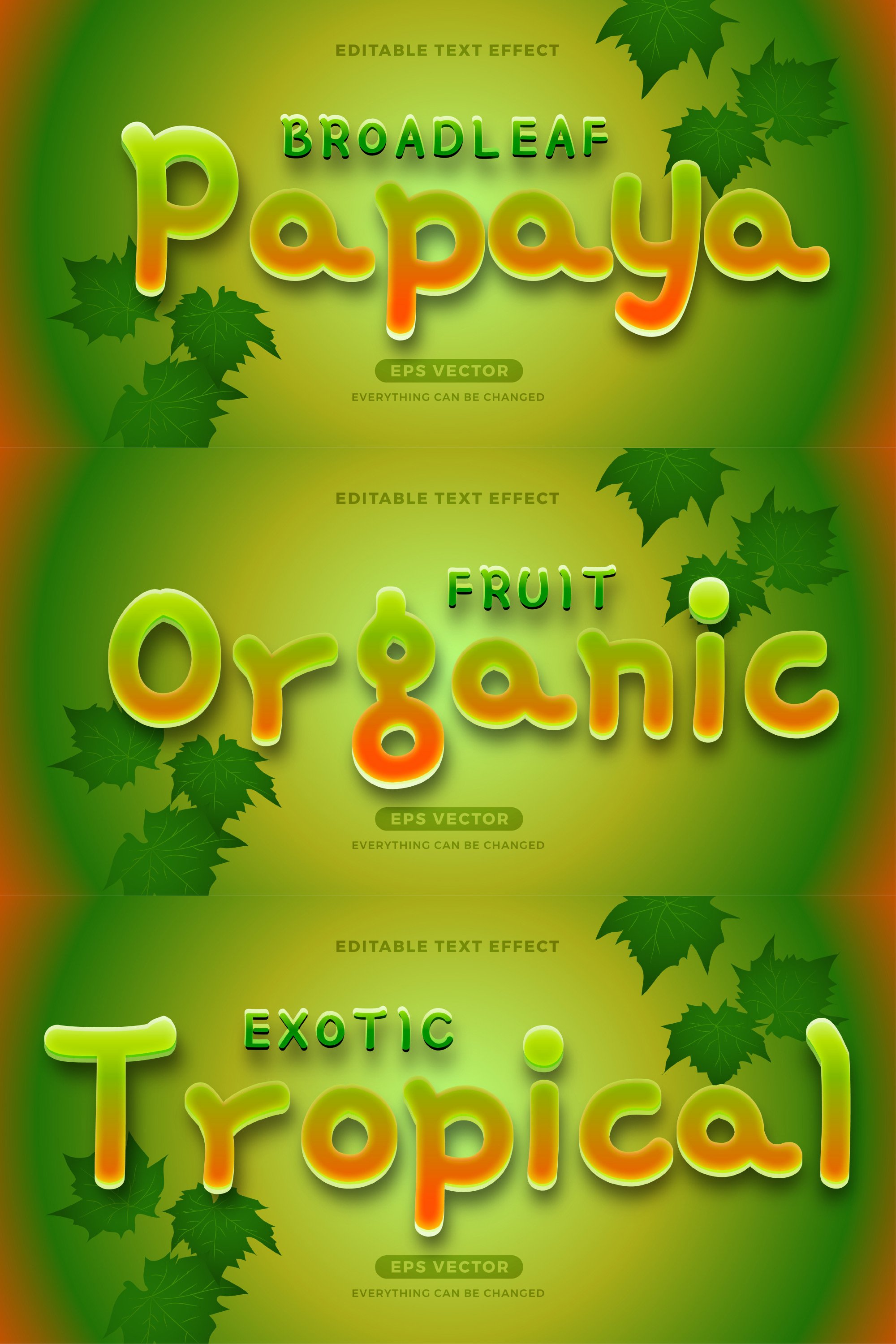 Papaya editable text effect style vector