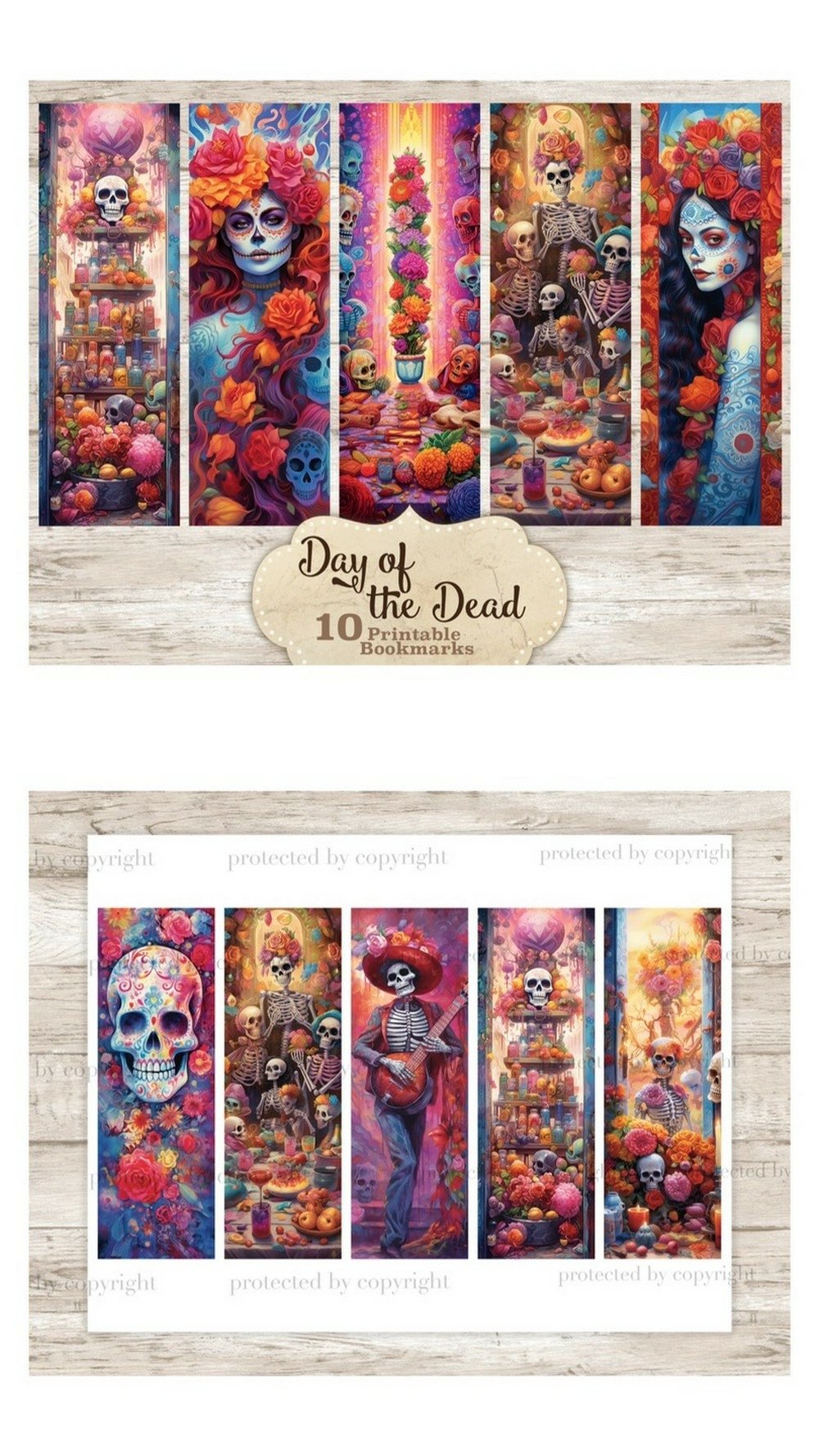 Day of the Dead Bookmarks Printable | Dia De Muertos