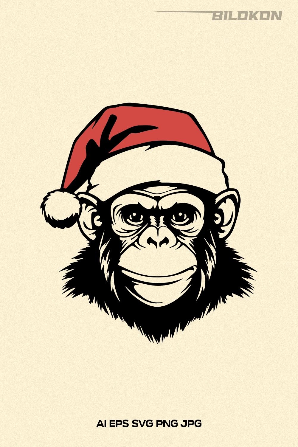 Monkey in Santa hat, Christmas Monkey SVG Vector