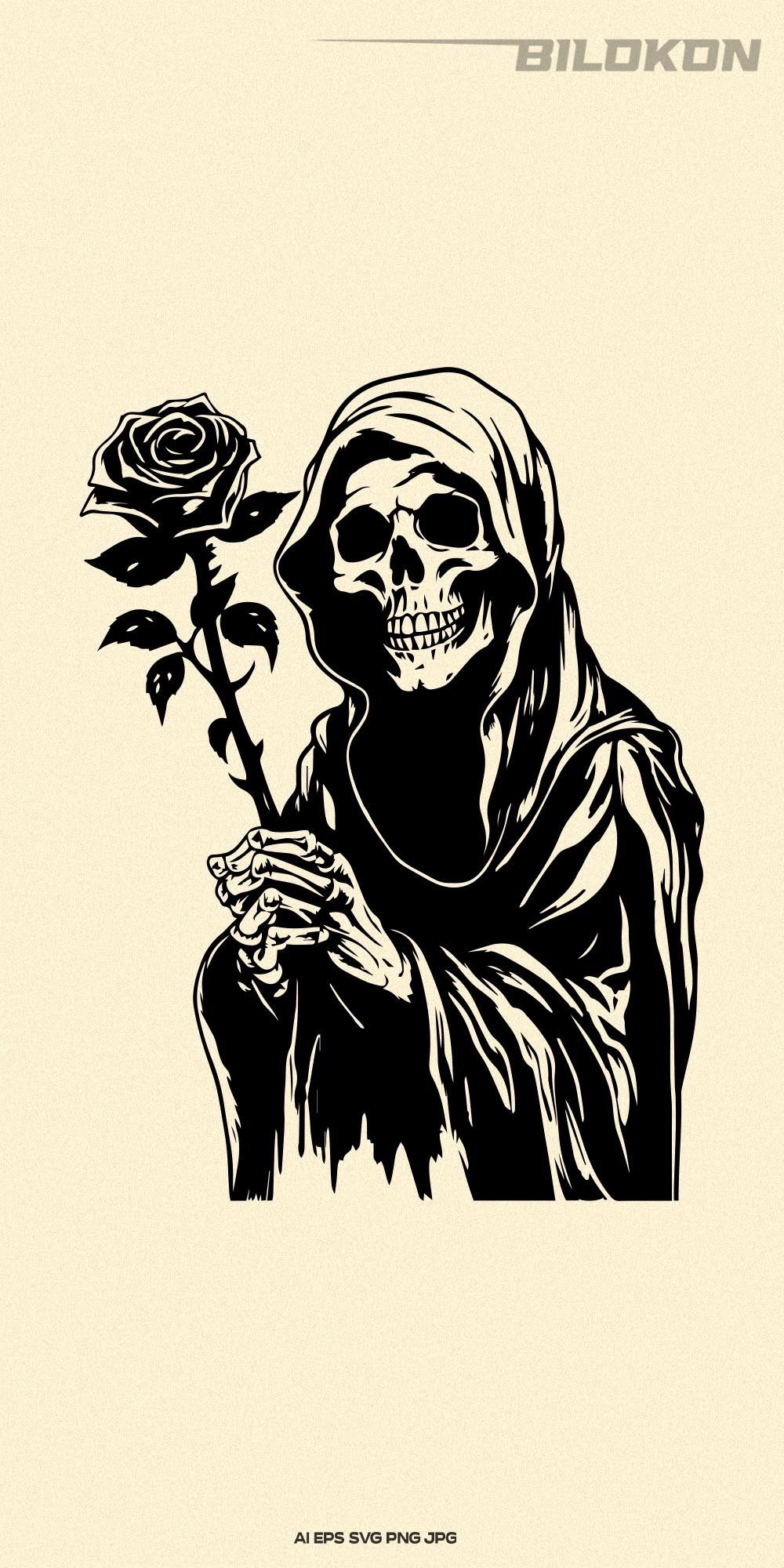 Death hold rose, Death SVG, Death with scythe, Halloween SVG