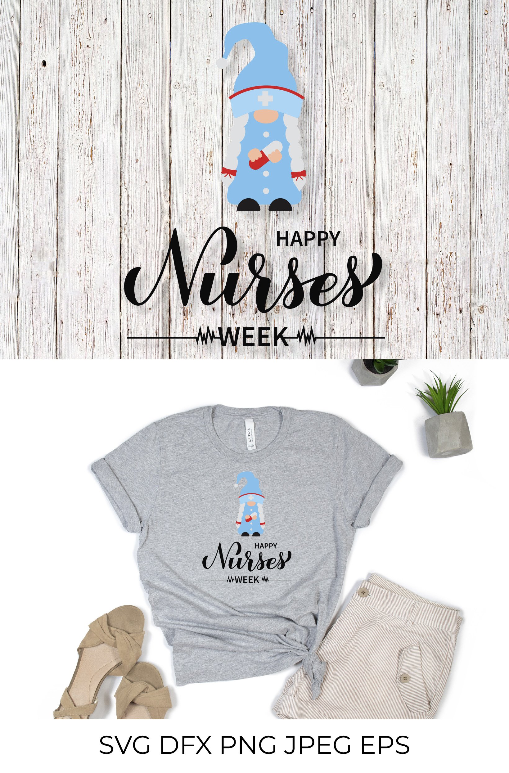 Happy Nurses week. Nurse Gnome SVG