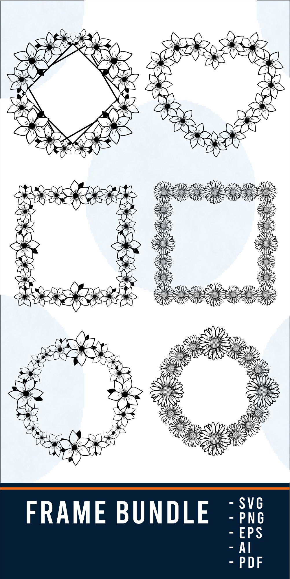 Flowers Frame Svg Bundle, Floral Frame Svg, Monogram Svg