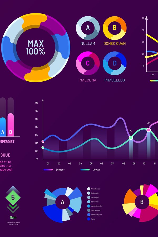 Infographic chart graphics. Diagram charts, data analysis gr