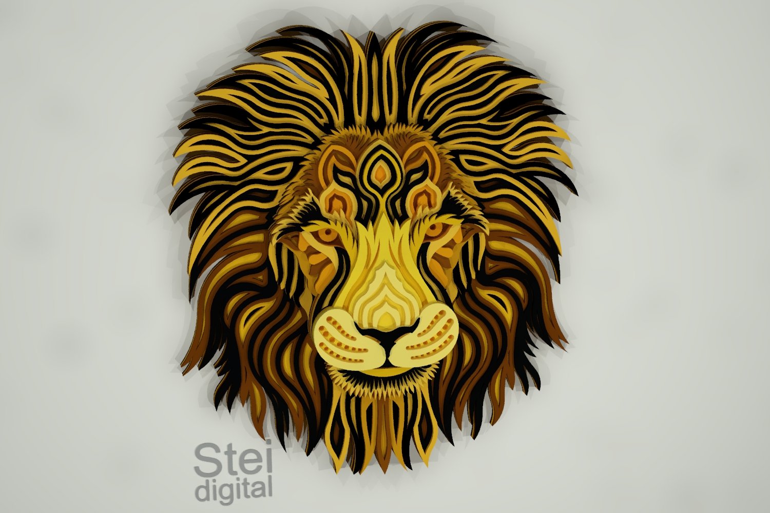 3d layered Lion Cricut SVG files, DXF files for laser cut.