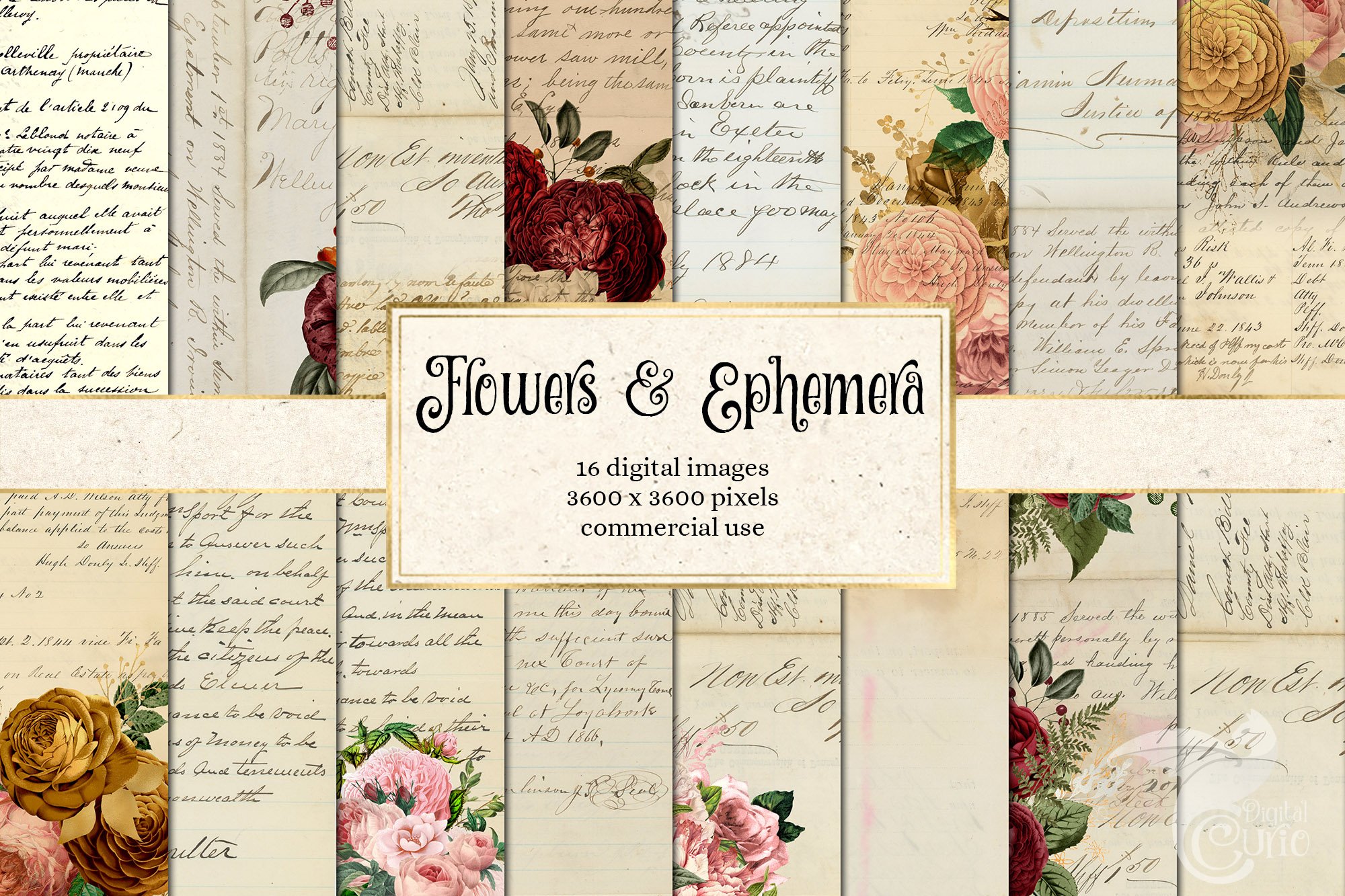 Flowers and Ephemera Digital Paper