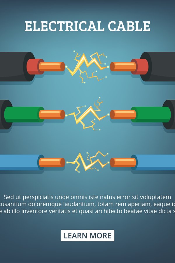 Poster with cartoon illustration of electrical cable wires w