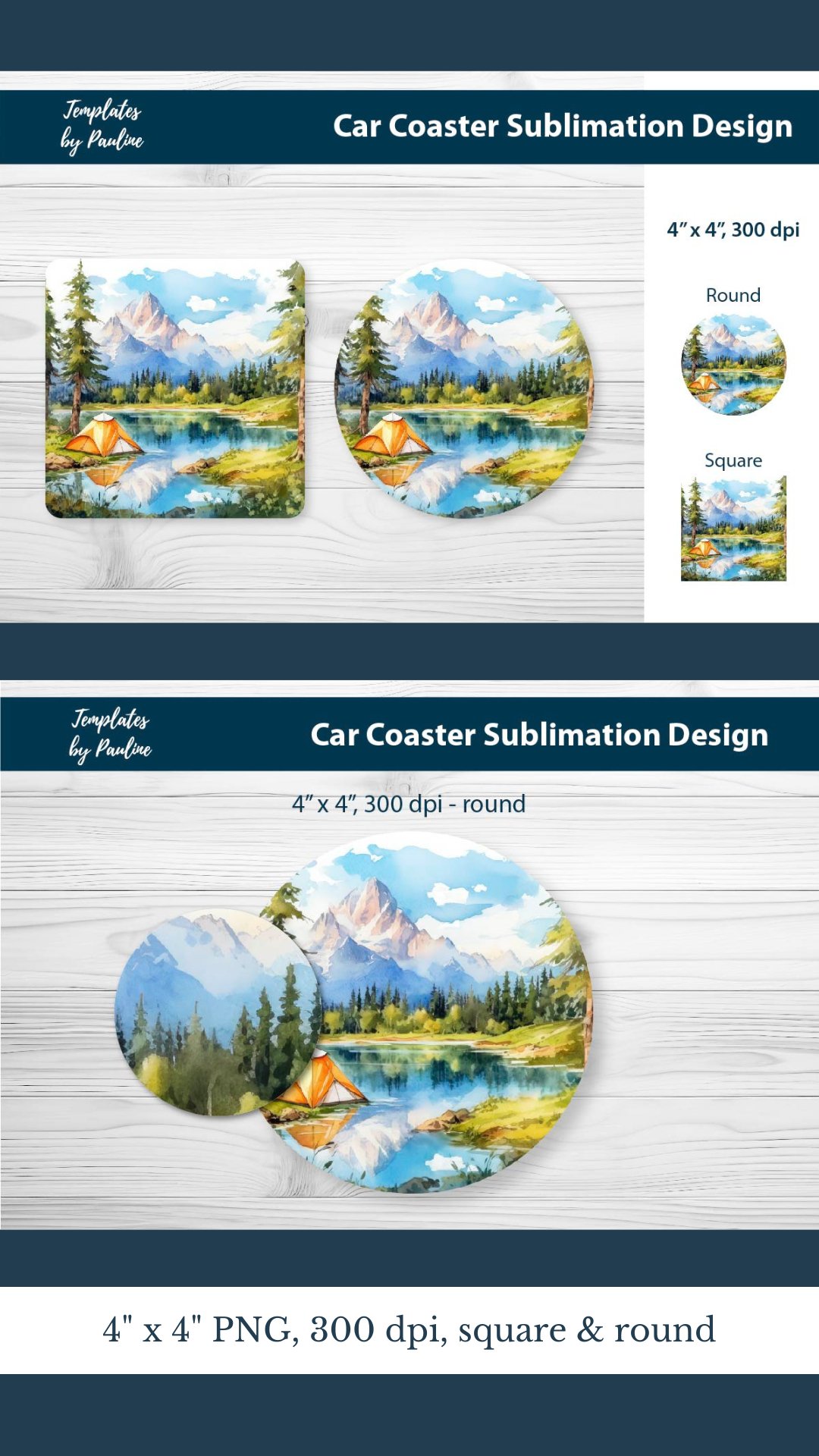 Camping Car Coaster Sublimation Designs