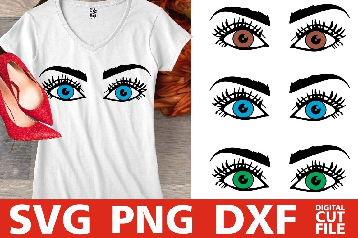 3x Eyes Bundle svg, Eyelashes svg, Blue Eyes svg, Makeup