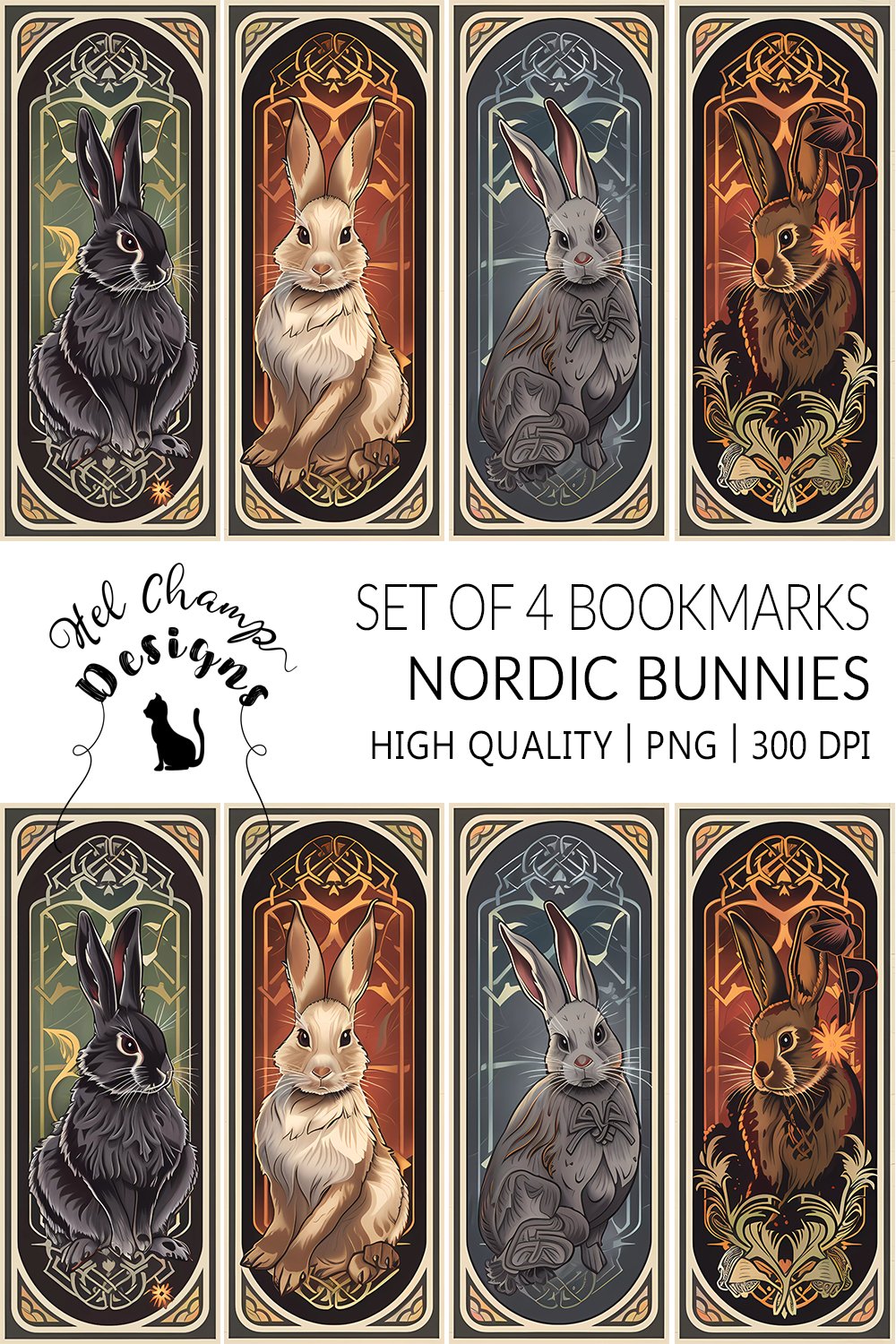 Bookmarks nordic art bunnies sublimation
