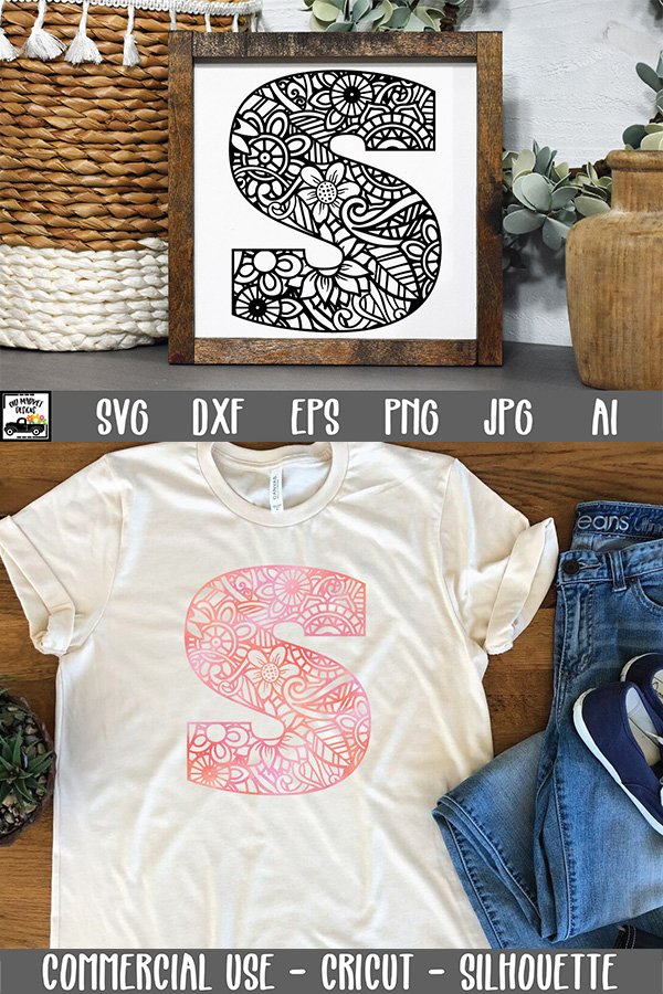 Letter S SVG Cut File|Mandala Monogram Letter S SVG File