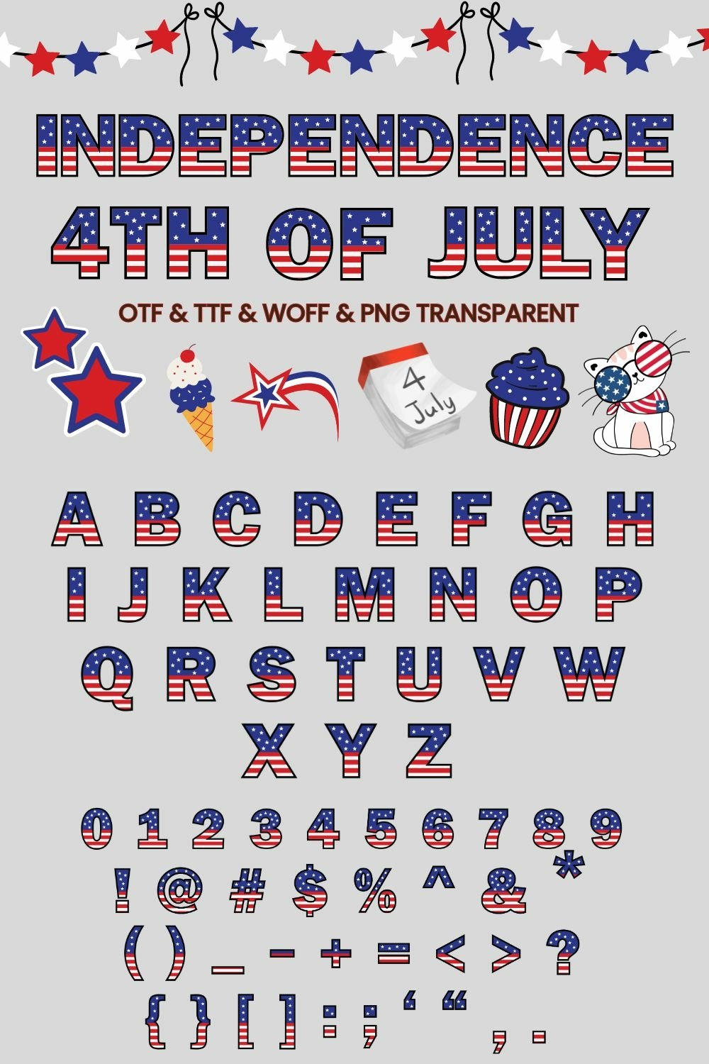 Independence 4th of July - color fonts