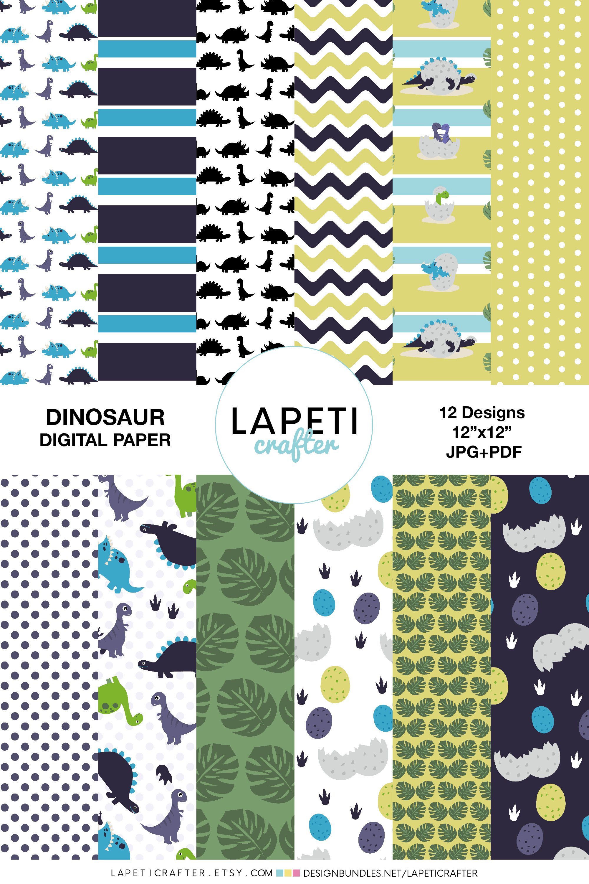 Dinosaur digital paper pack| 12x12